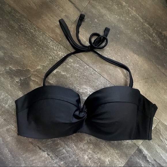 Swim | Black Twist Bandeau Halter Convertible Bikini Top | Poshmark